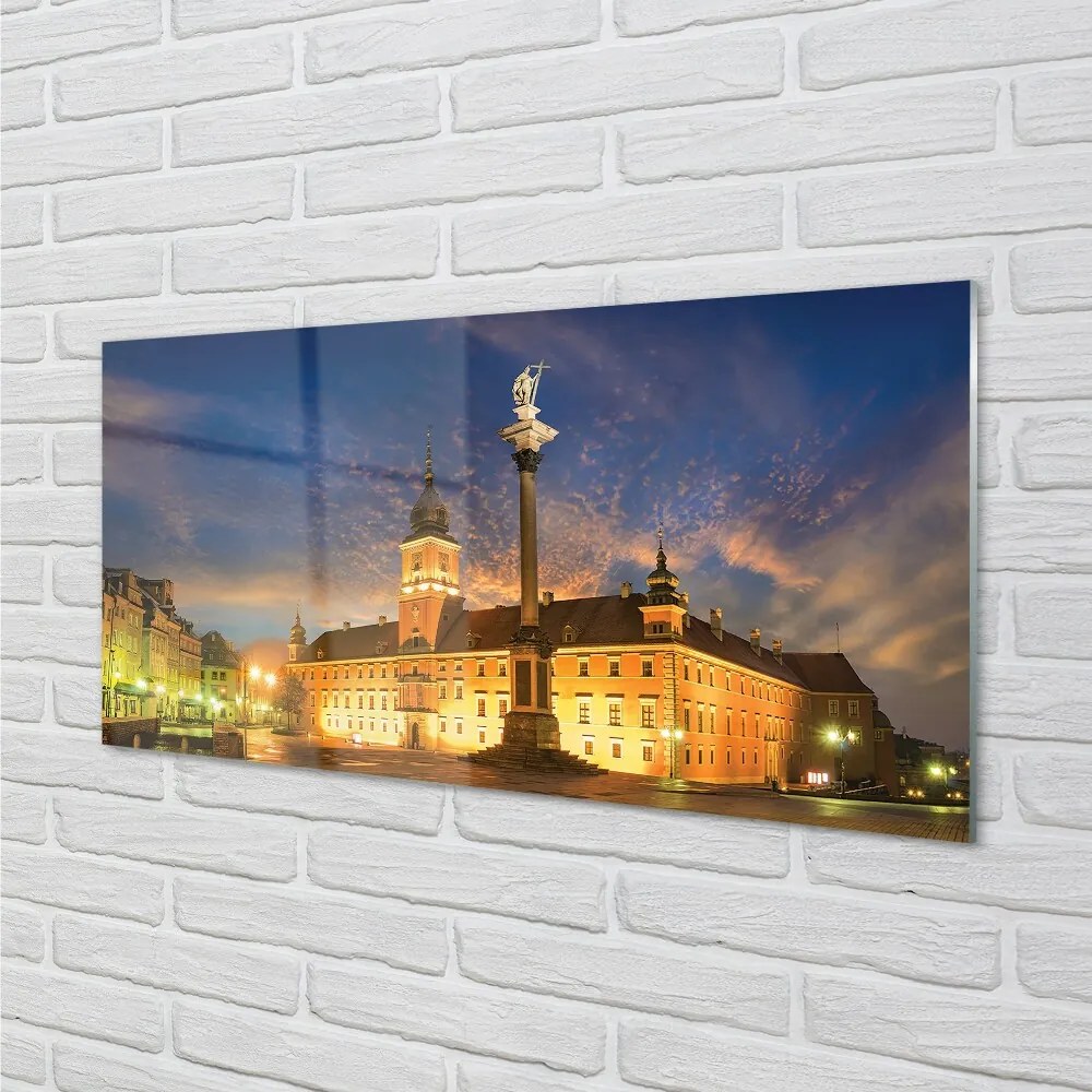 Obraz na skle Warsaw Old Town sunset 100x50 cm