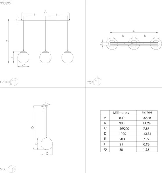 Eglo 900395 - Lustr na lanku RONDO 3xE27/40W/230V