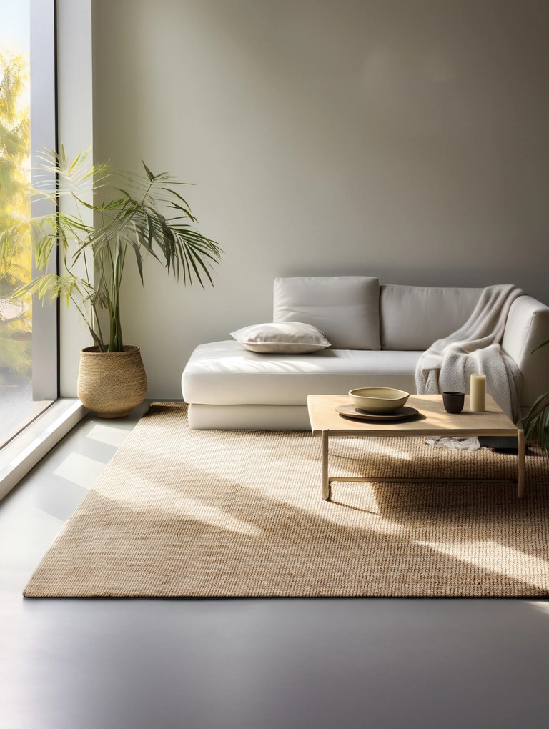 Hanse Home, Kusový koberec Bouclé Jute 105974 Natural Golden, 120x170, béžová, chodba / předsíň