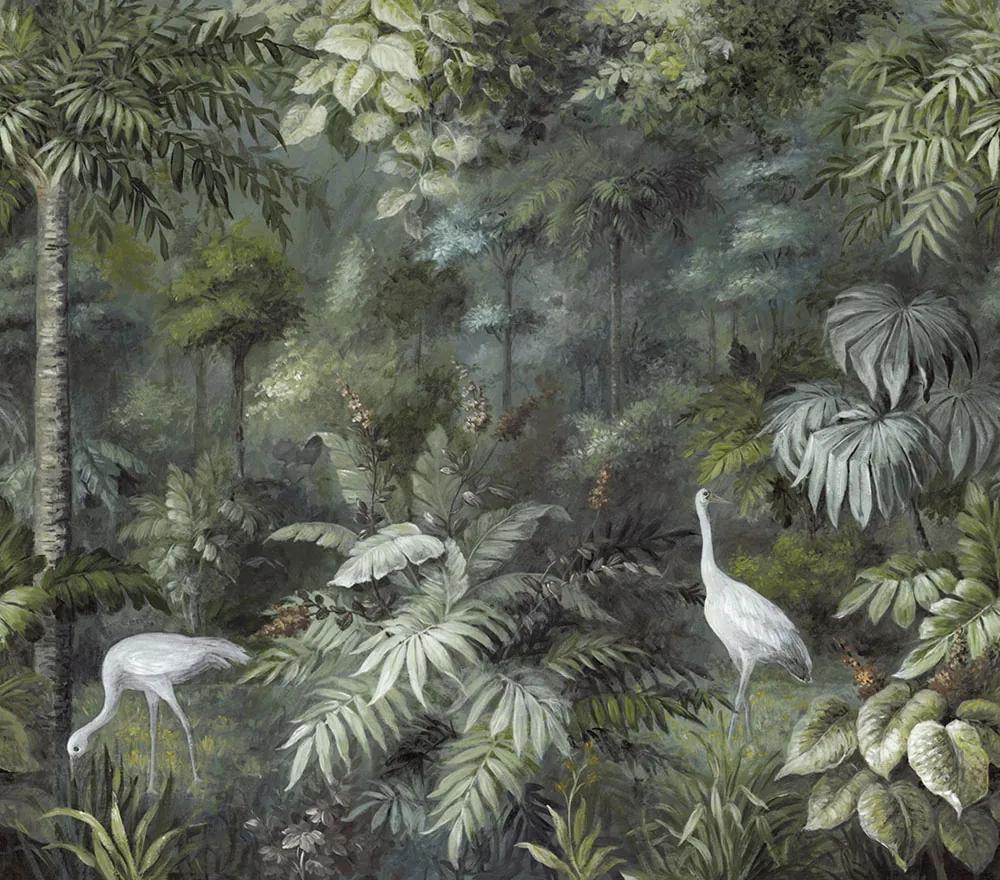 Eijffinger Vliesová obrazová tapeta Tropický les, listy, ptáci 317408 rozměry 3,18 x 2,80 m