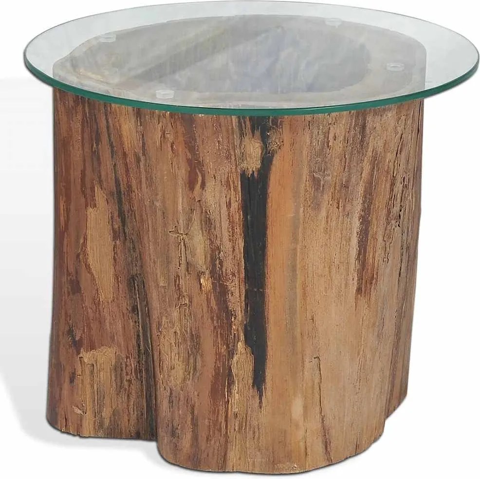 Konferenční stolek teak a sklo 50 x 40 cm 245069