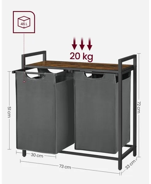 Koš na prádlo REX hnědá/šedá