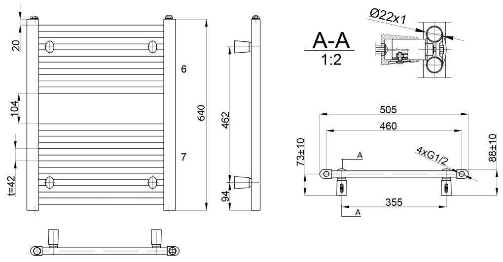 Sapho, DIRECT otopné těleso s bočním připojením 500x640 mm, 360 W, bílá