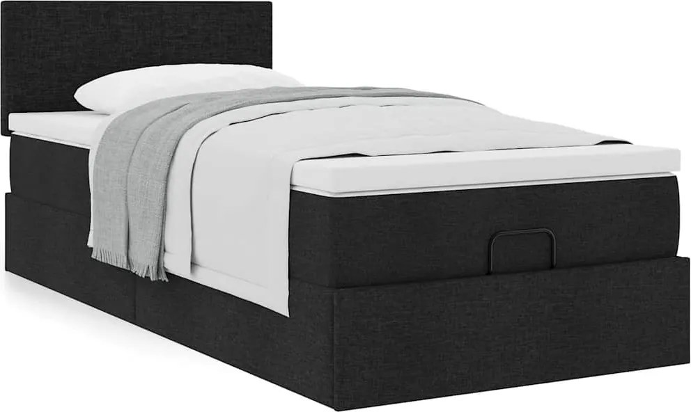 Osmanský rám postele s matrací černá 90x190cm textil 3311340