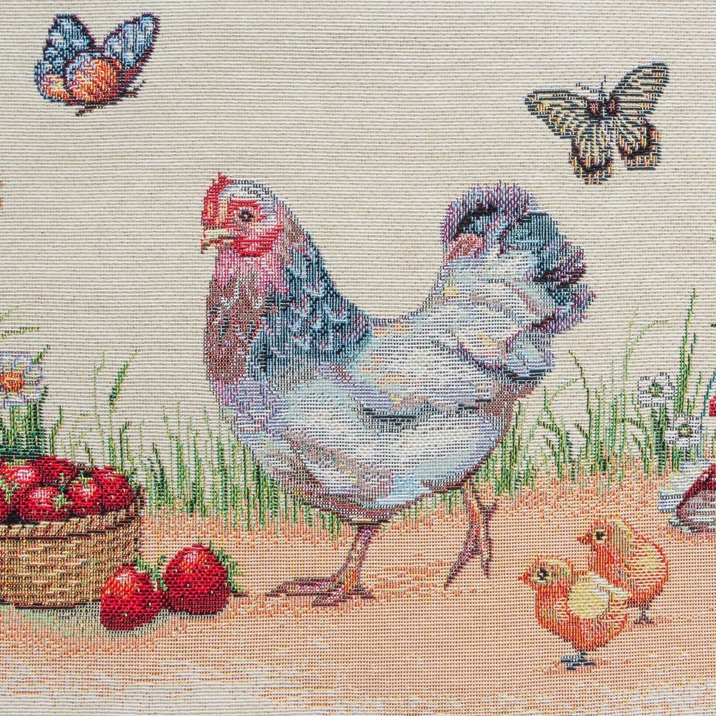 GOBELÍNOVÝ BĚHOUN NA STŮL FOWL 40X100 CM VZOROVANÁ
