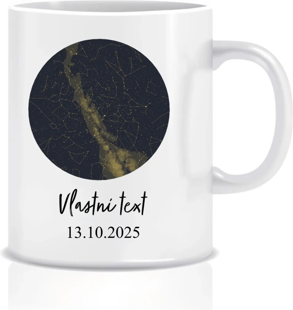 Personalizovaný klasický bílý keramický hrníček 300 ml s hvězdnou mapou