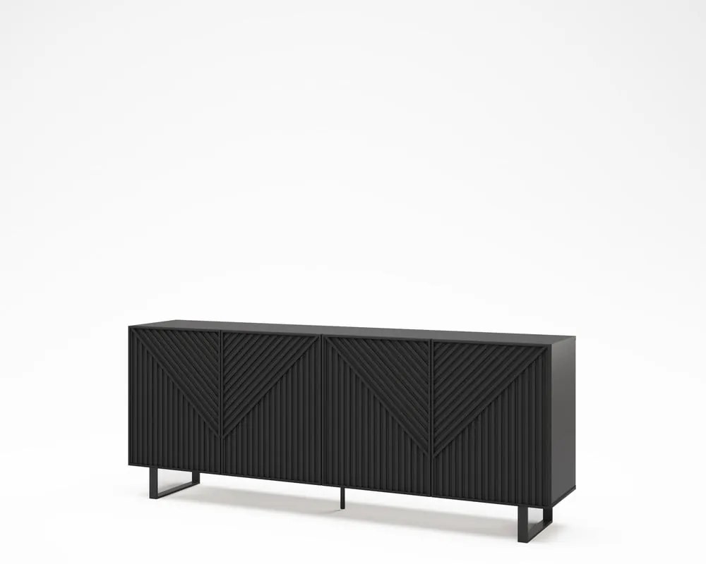 Černá komoda 201x80x40 cm Peta – Marckeric