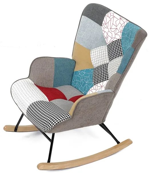 Houpací křeslo VENTURA - patchwork látka Barva: Vícebarevná