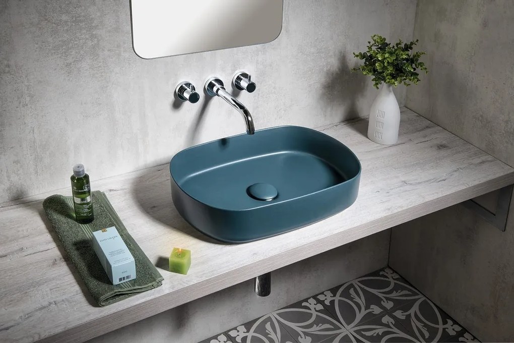 Isvea Sapho INFINITY OVAL 55 x 36 cm 10NF65055-2P umyvadlo na desku zelená petrol