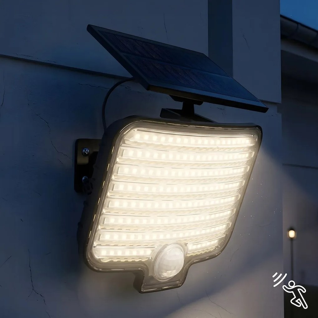 Exteriérové ​​solární nástěnné LED svítidlo Alex, 1x LED 5,5w, černá, pohybový senzor