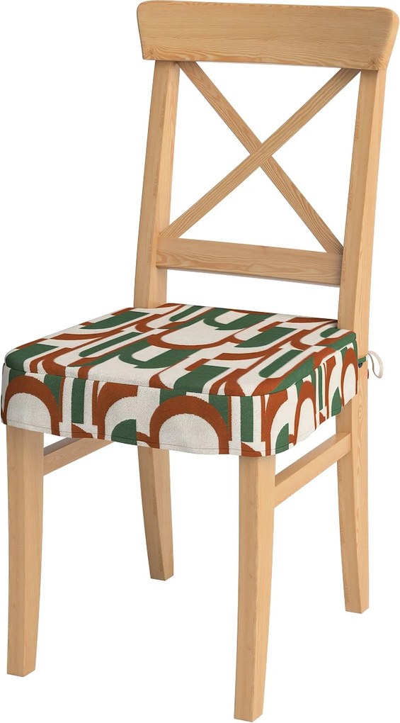 Sedák na židli IKEA Ingolf barva zelená látka pletený vzor, vzorované