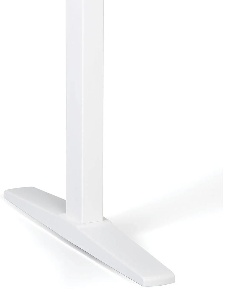 Výškově nastavitelný stůl, elektrický, 675-1325 mm, ergonomický levý, deska 1800x1200 mm, bílá podnož, šedá