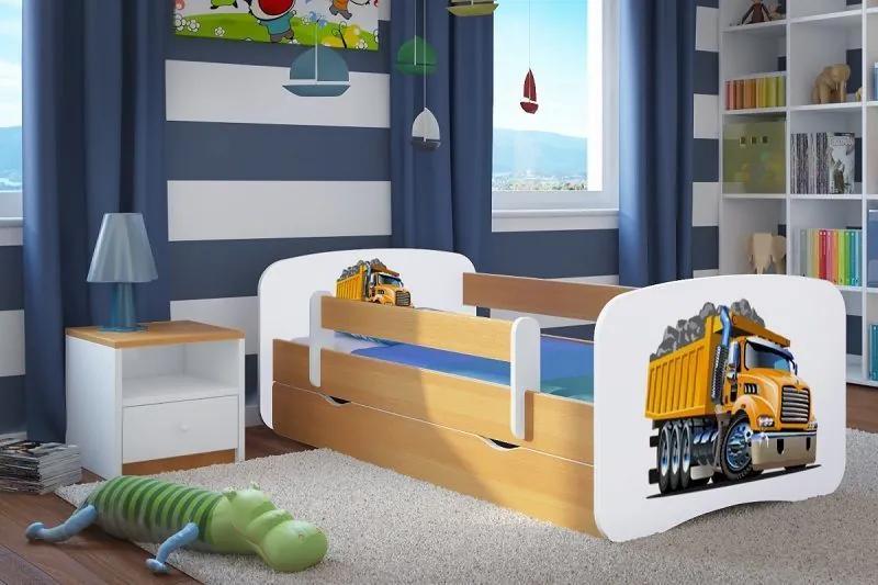 Ourbaby Dětská postel se zábranou a úložným prostorem 180 x 80 - Náklaďák