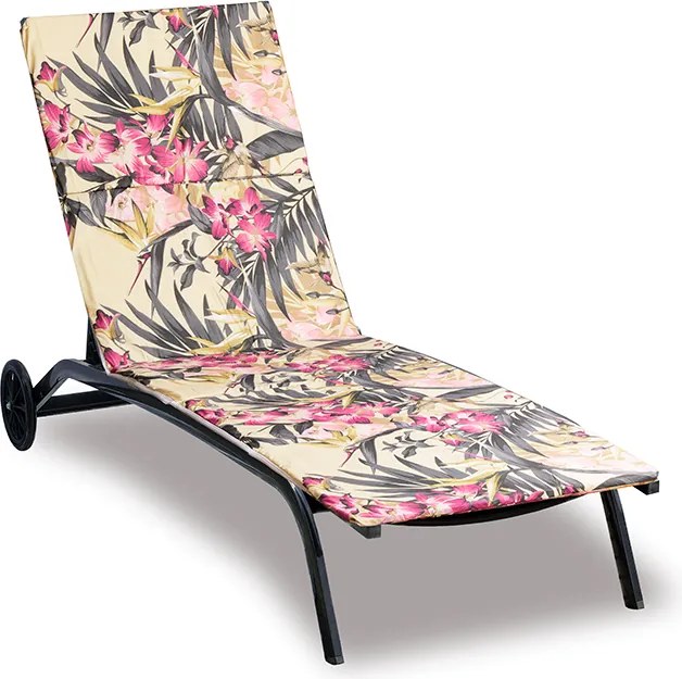 Bellatex Polstr na plážové lehátko - potah na zip Šedá,Růžová 55x195 cm
