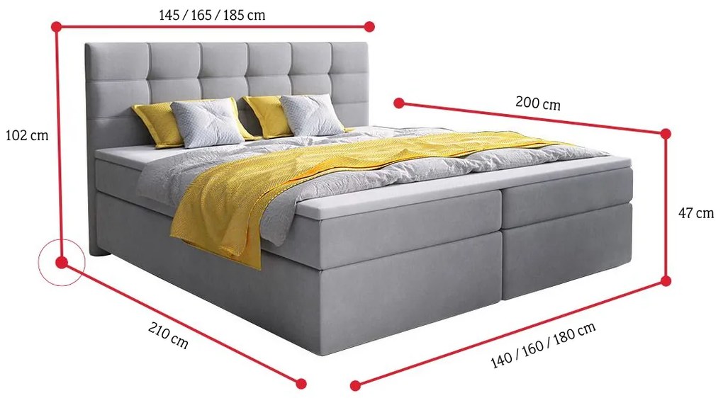 Expedo Čalouněná postel boxspring GLOSE, 140x200, cosmic 10 + topper