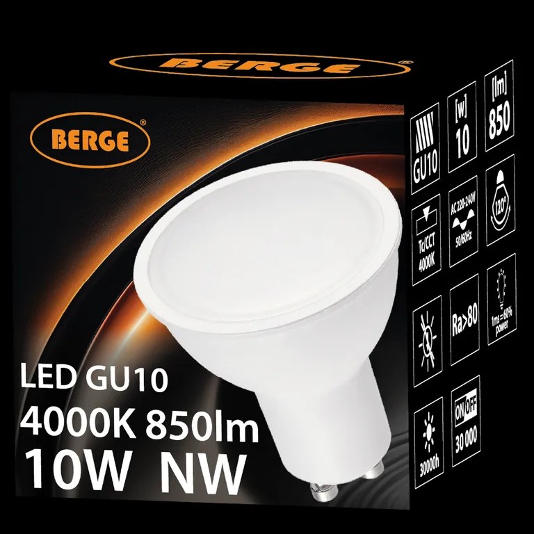 ECOLIGHT SADA 10x LED žárovek GU10 10W Premium - neutrální bílá
