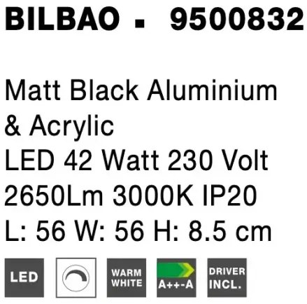LED stropní svítidlo Bilbao 56 černé