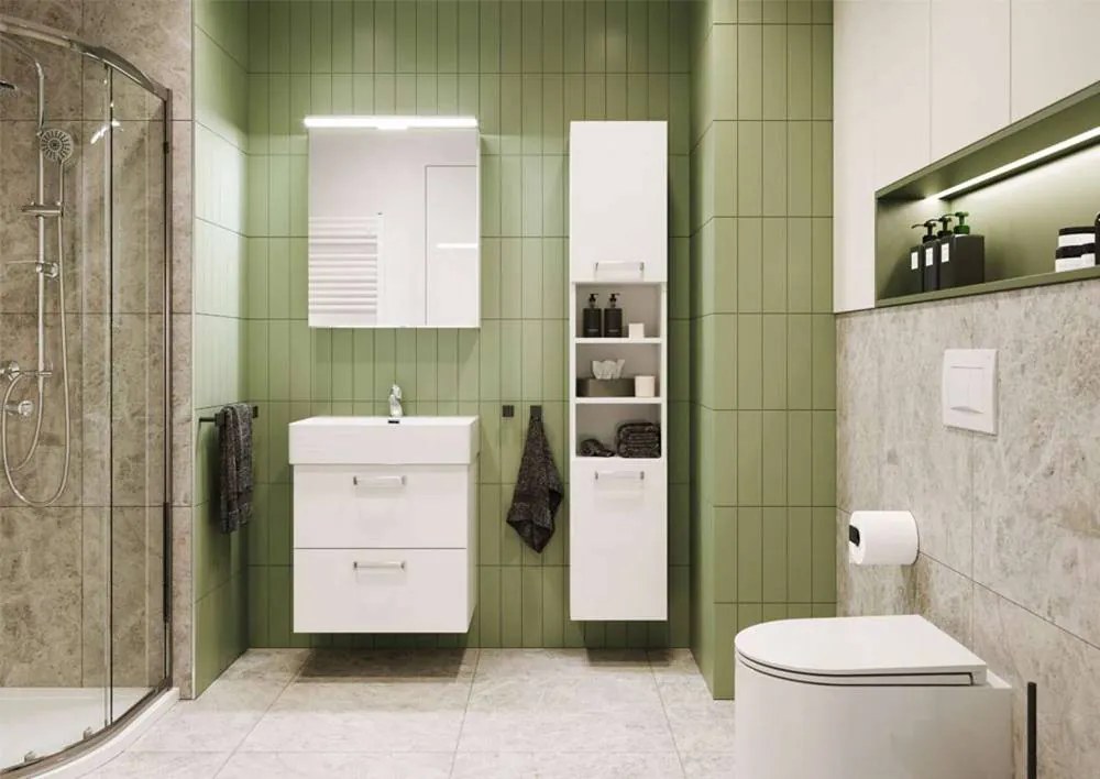 Mereo, Mereo Koupelnová zrcadlová skříňka 60 cm, galerka, 1x dvířka levá, Multidecor, Bílá Arctic, MER-CN798G61BIAA