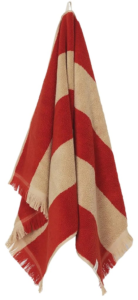 FERM LIVING Ručník / osuška Alee, Light Camel / Red, 70 x 140