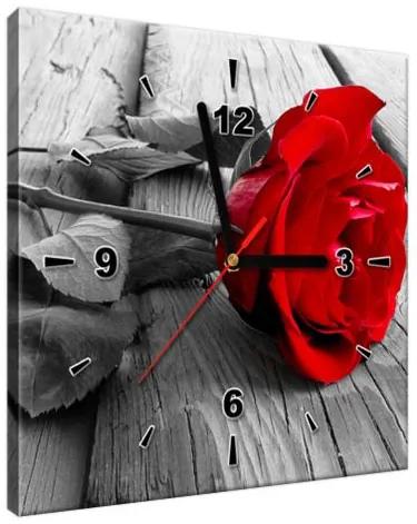 Tištěný obraz s hodinami Červená růže 30x30cm ZP1138A_1AI
