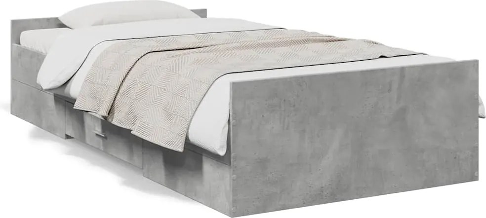 Rám postele se zásuvkami betonově šedý 75 x 190 cm kompozit 3280352
