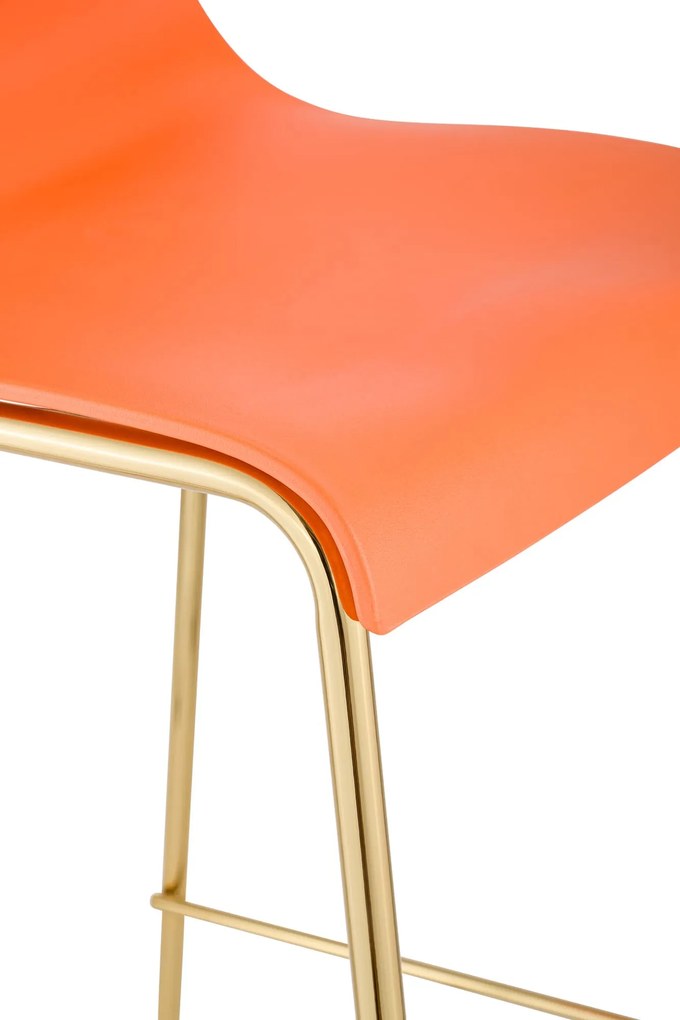 Sada 2 ks barových židlí Hoover plast, zlaté nohy - oranžová