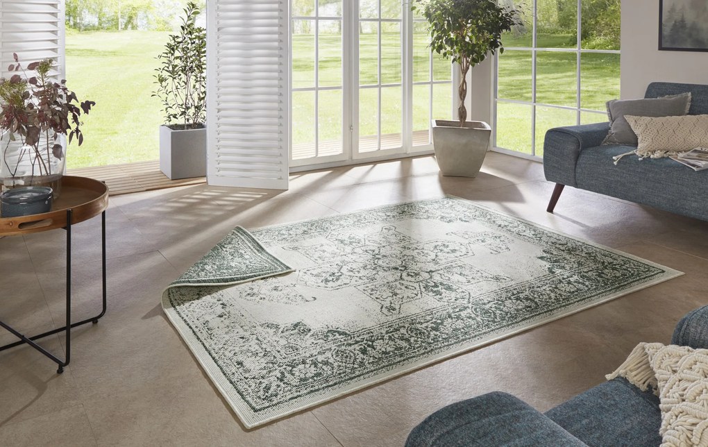 Hanse Home, Kusový koberec Twin Supreme 104139 Green/Cream – na ven i na doma, 120x170, zelená, chodba / předsíň