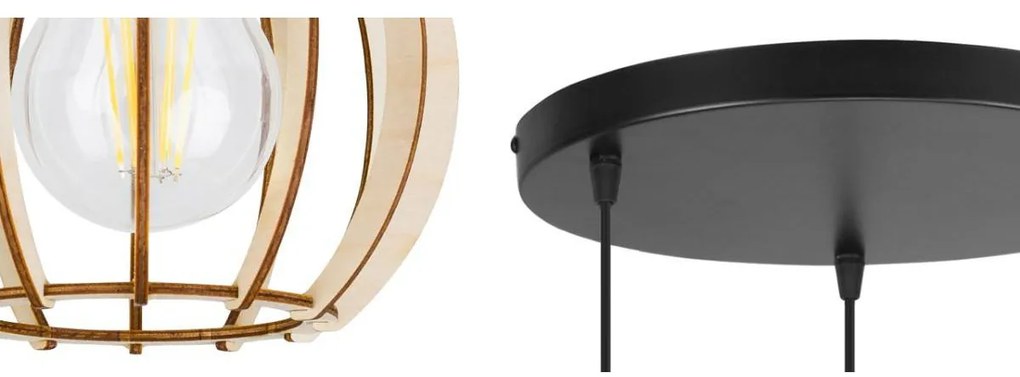 Závěsné svítidlo Timber 8, 3x dřevěné stínítko,
