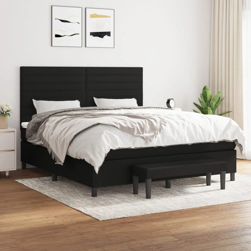 Box spring postel s matrací černá 180x200 cm textil 3136695