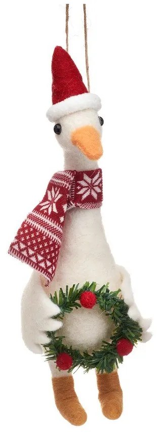 Textilní ručně vyrobená vánoční ozdoba 14 cm Goose – Sass &amp; Belle