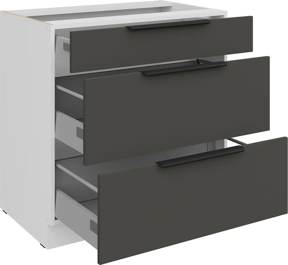 ARIA po | dolní skříňka 80 D 3S zásuvková | 80 cm | PREMIUM BOX | bílá/šedá grafit