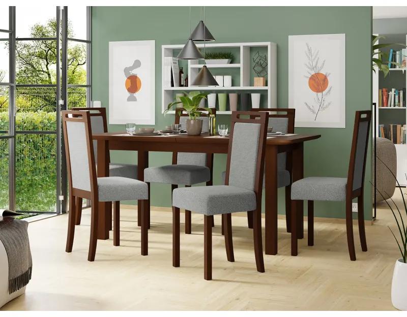 Rozkládací jídelní stůl se 6 židlemi AL10, Barva dřeva: ořech, Potah: 25x - Paros 2