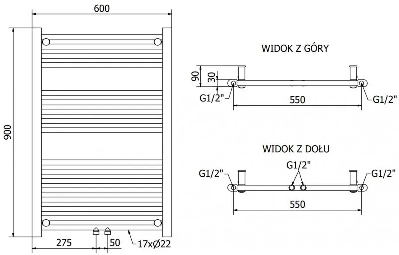 Mexen Mars, elektrické topné těleso 900x600 mm, 400 W, černá, W110-0900-600-6400-70