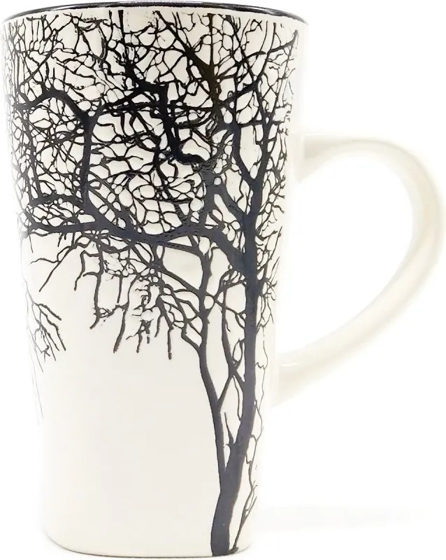 Kameninový hrnek Strom, 500 ml – vysoký, bílý, dánský minimalistický design