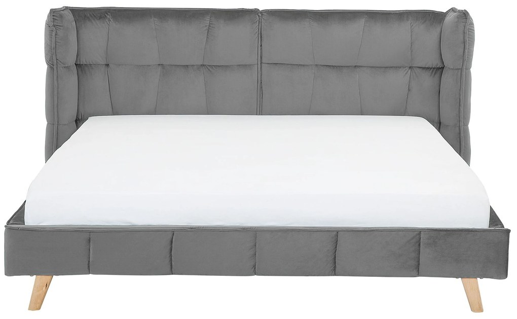 Šedá sametová postel 180 x 200 cm SENLIS Beliani