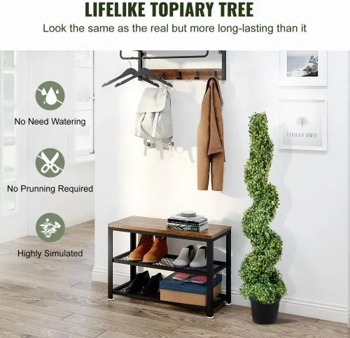 Umělé topiary Zimostrázové stromy, 1,2 m vysoké (2 kusy) Umělá topiová rostlina