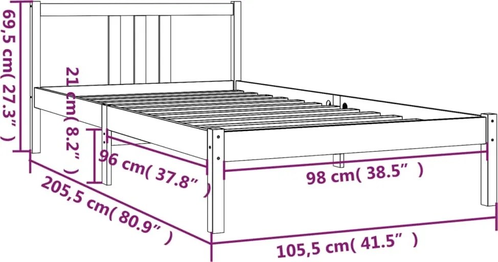 vidaXL Rám postele masivní dřevo 100 x 200 cm [814875] Barva: Černá