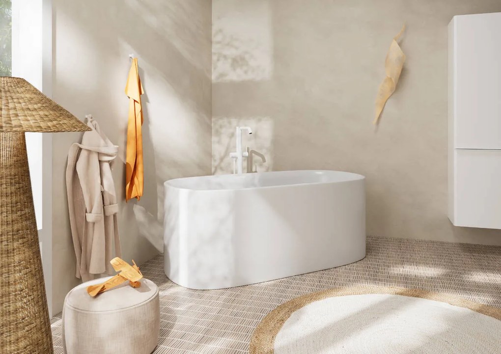 Hansgrohe Tecturis S, páková vanová volně stojící baterie na podlahu, bílá matná, HAN-73440700