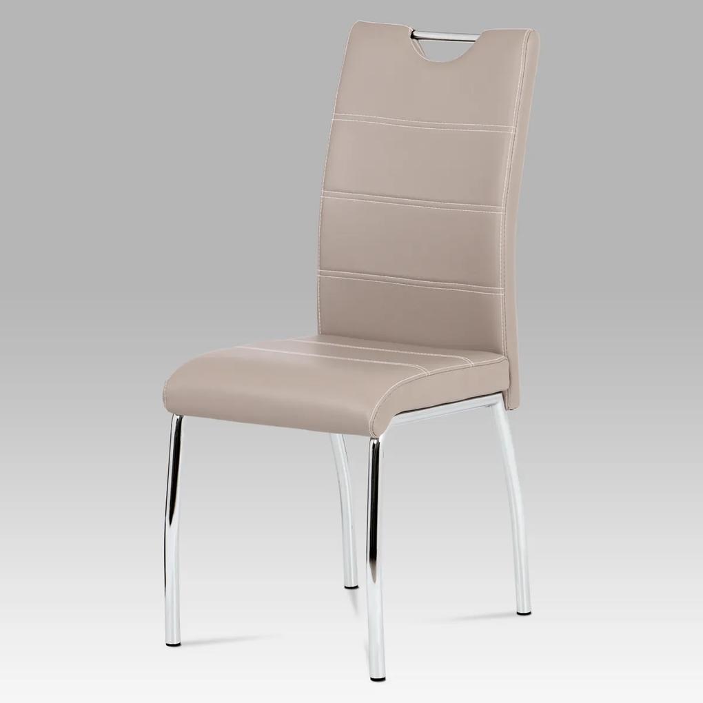 Artium Jídelní židle koženka lanýž / chrom - HC-585 LAN