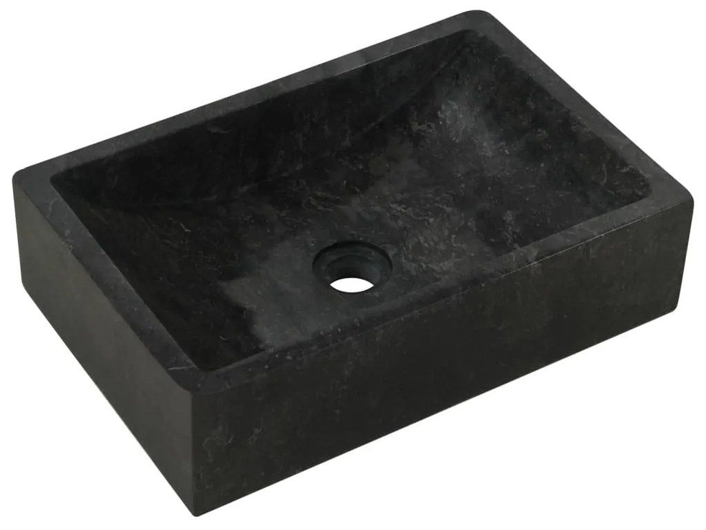 Umyvadlo 45 x 30 x 12 cm mramor černé s vysokým leskem 142772