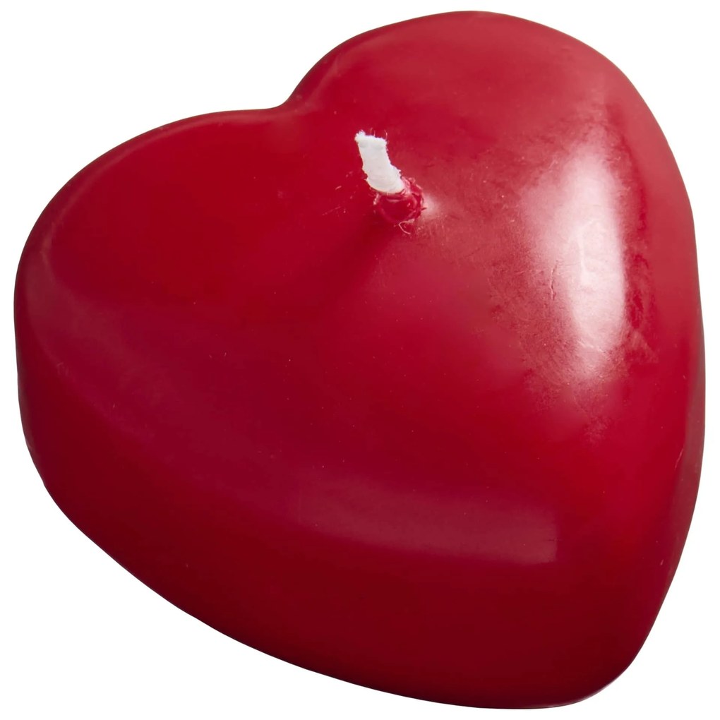 Ib Laursen Svíčka Red Heart-Shaped, červená barva, vosk
