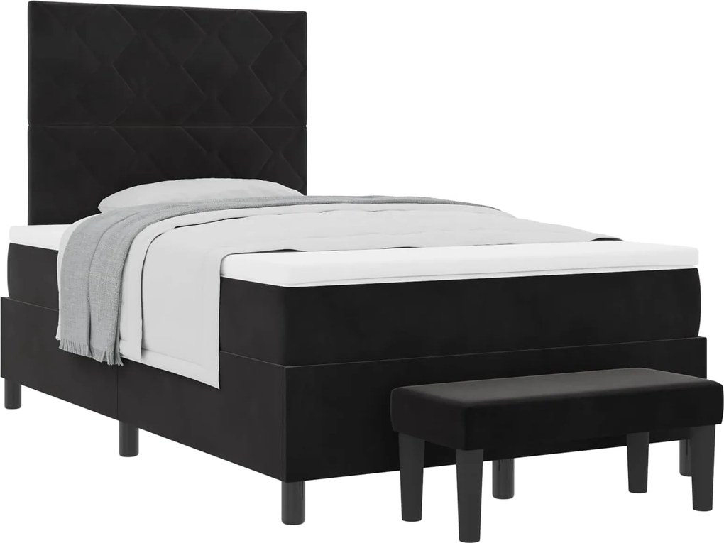 Postel s boxspringem s čelo Černá 190 x 120 cm samet 3344566