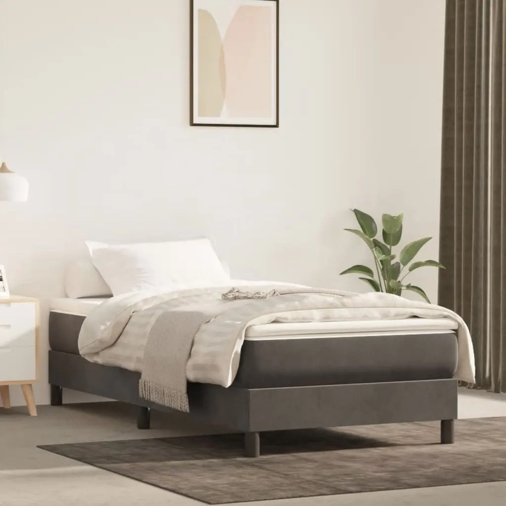 Rám postele s boxspringem tmavě šedý 90 x 200 cm samet 3120749