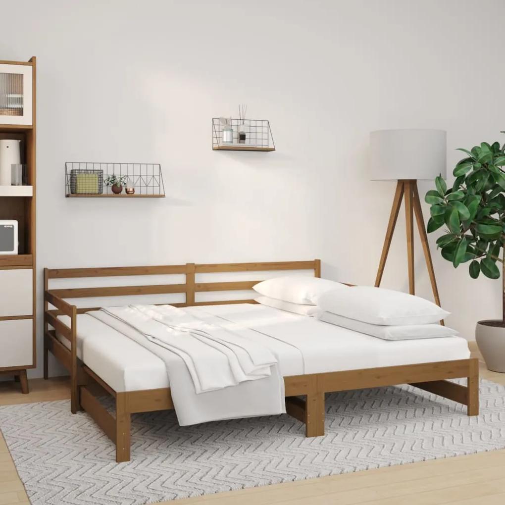 Výsuvná postel medově hnědá 2x (90 x 190 cm) masivní borovice,  814662
