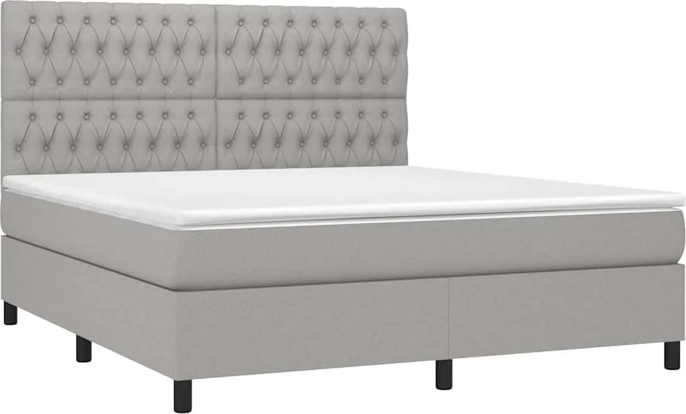 Box spring postel s matrací a LED světle šedá 180x200 cm textil 3135133