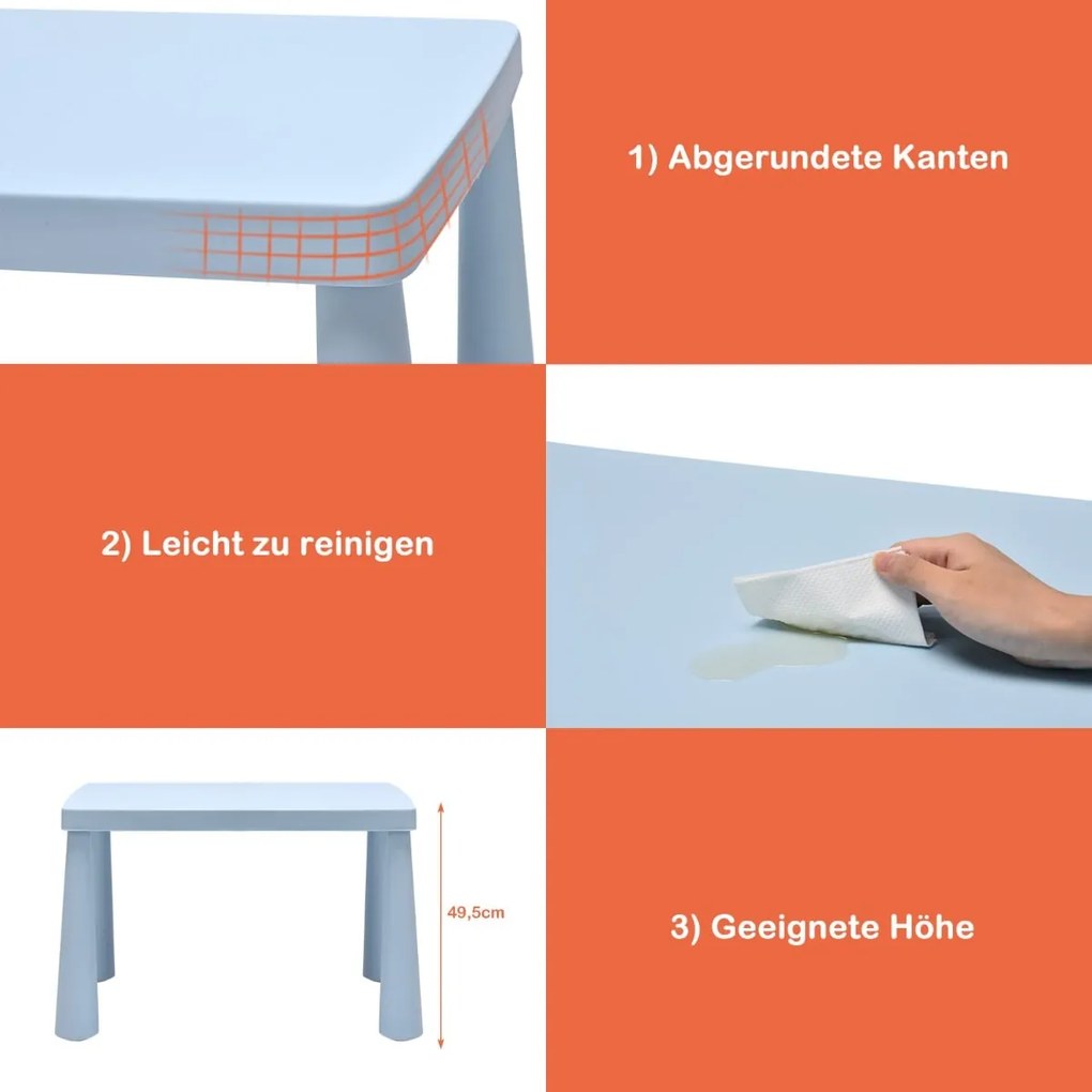 Costway 3 PCS. Kindersitzgruppe Kindertisch mit 2 Stühlen Kindermöbel aus