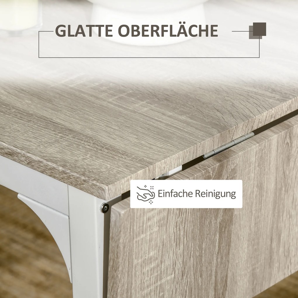 HOMCOM 3 TLG jídelní set se 2 židlemi a 1 stolem skládací deska 120 x 60 x 75 cm ocel MDF přírodní bílá ideální do kuchyně a jídelny