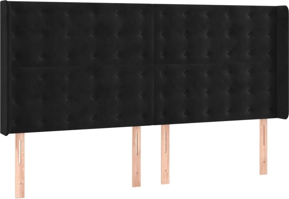 Box spring postel s matrací a LED černá 160x200 cm samet 3139813