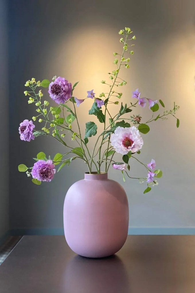 Pip Studio velká kovová váza 32cm, lila matná (Kovová váza v lila barvě )