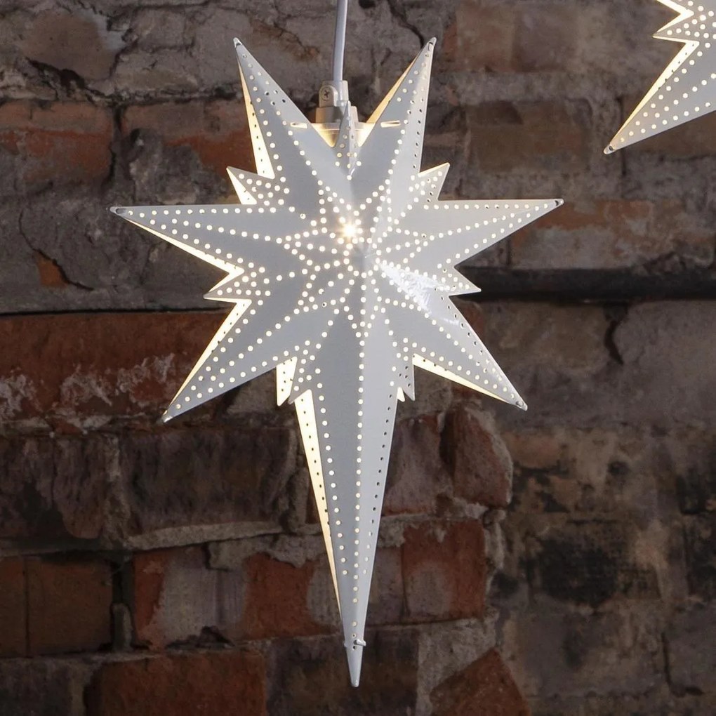 STAR TRADING Plechová závěsná hvězda Betlehem, bílá barva, kov